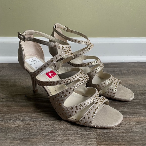 Alfani | Shoes | Alfani Gold Jeweled Studded Strappy Heels | Poshmark
